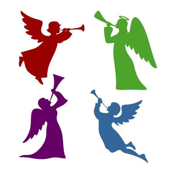 Angel Blowing Horn Silhouette Cuttable Design PNG DXF SVG & - Etsy