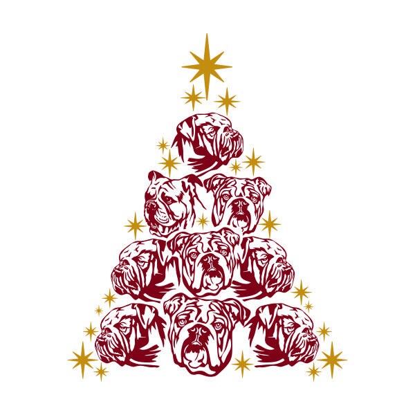 Christmas Tree Dogs English Bull Boxer animals Cuttable Design | Etsy