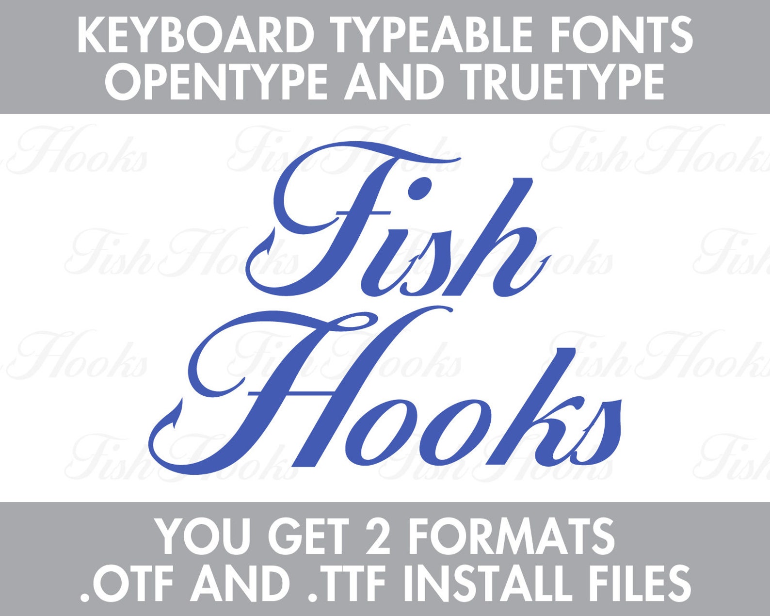 Fish Hook Truetype Font Keyboard Typeable OTF TTF Install - Etsy