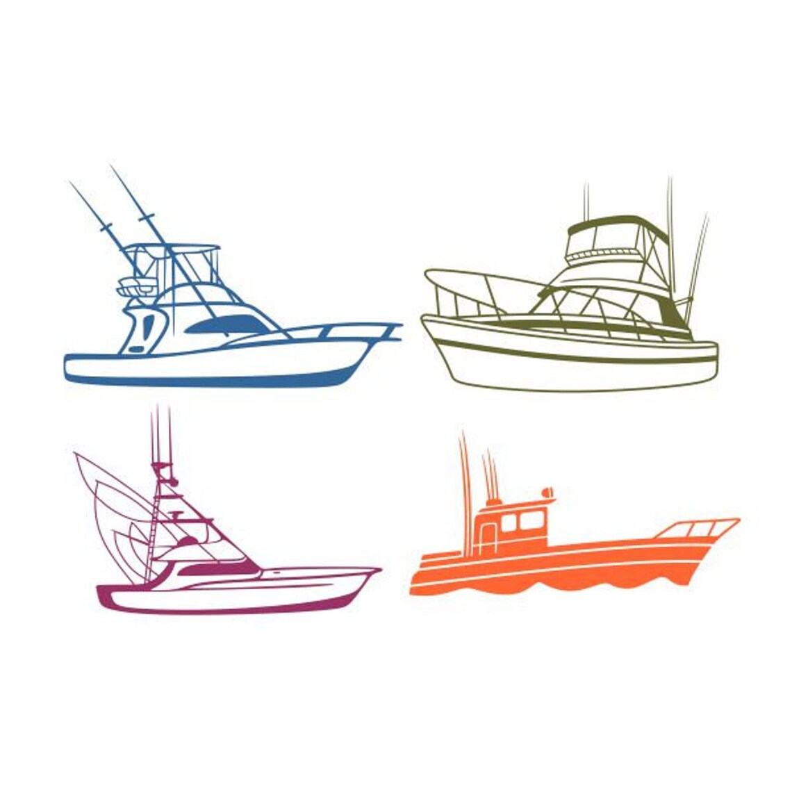 Fishing Boat Fish Cuttable Design PNG DXF SVG & Eps File for - Etsy