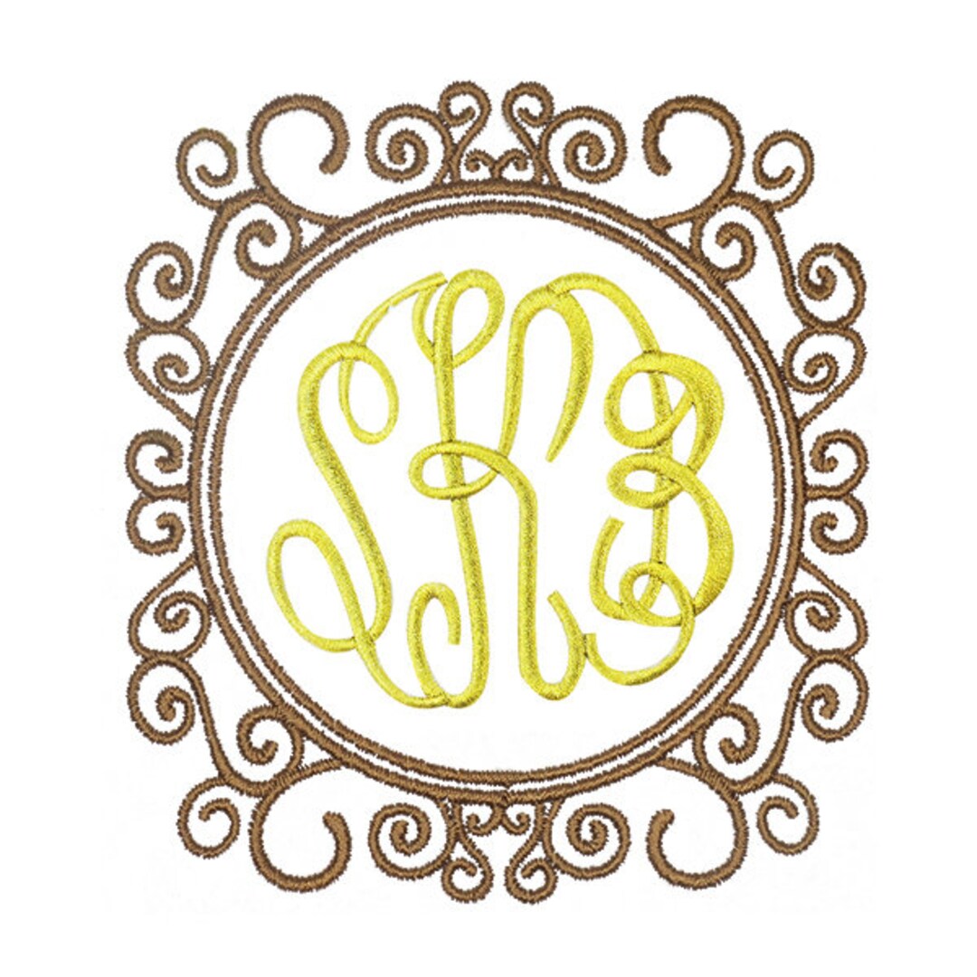 Curly Monogram Embroidery Frame INSTANT DOWNLOAD - Etsy