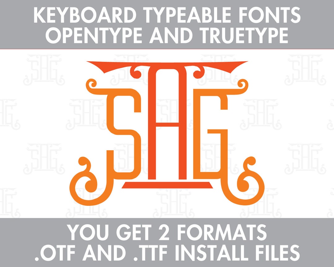 Pillar Monogram Truetype Font Keyboard Typeable OTF TTF Install Files ...