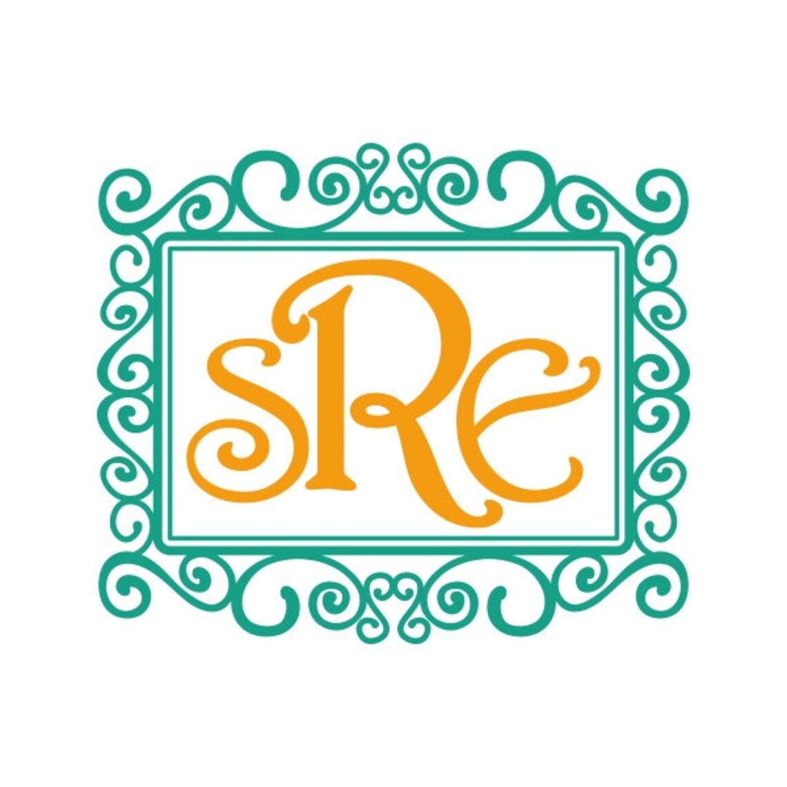 Curly Monogram Frame Cuttable Design PNG DXF SVG & Eps File - Etsy