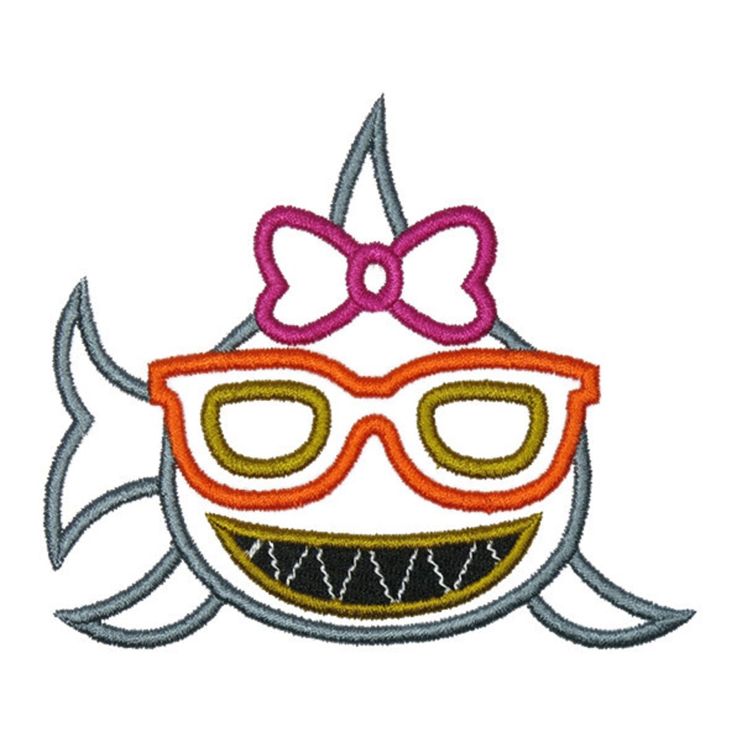 Baby Shark Girl Applique Embroidery Design Instant Download - Etsy