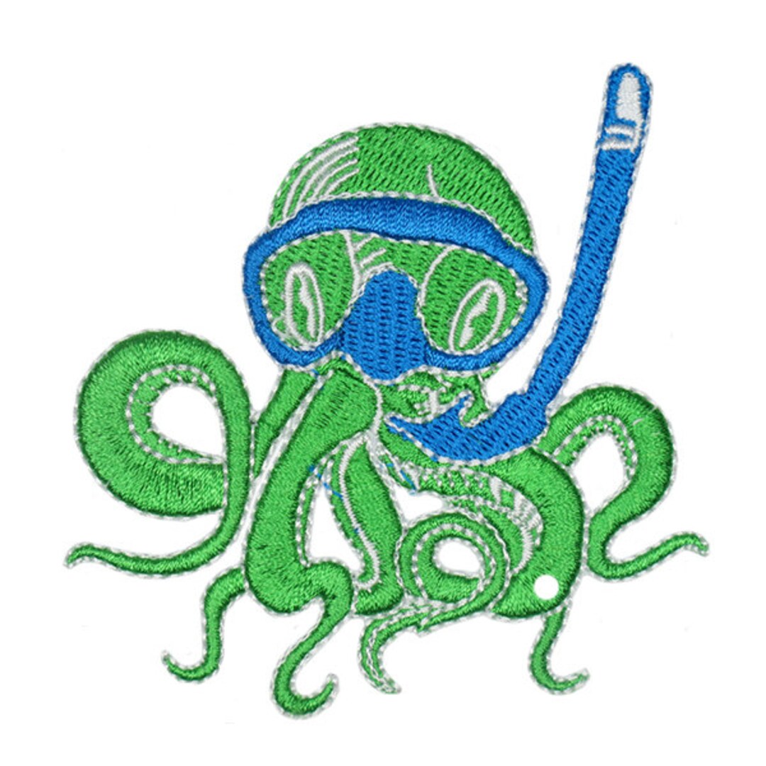 Diving Octopus Embroidery Design Instant Download - Etsy