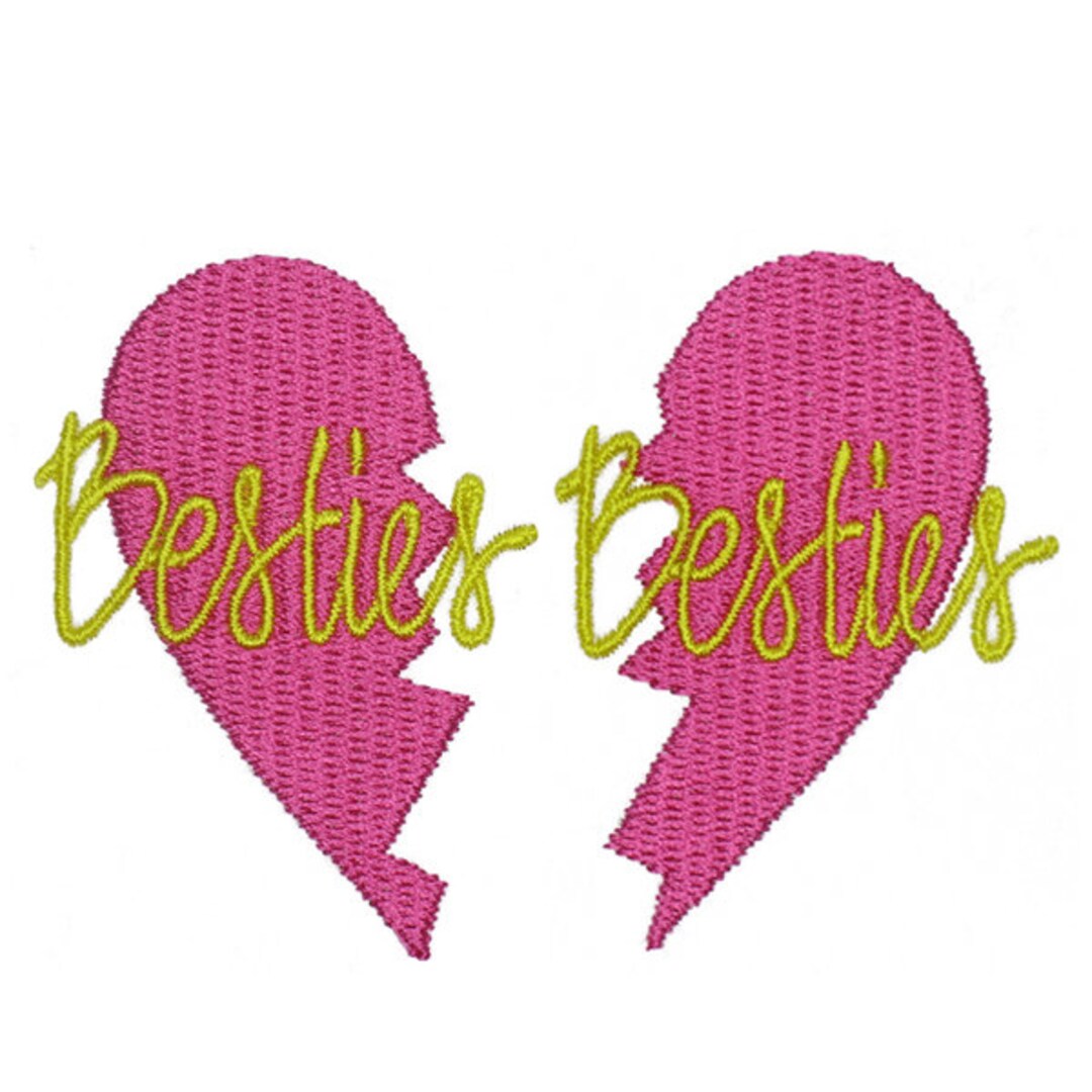 Besties Heart Embroidery Design Instant Download - Etsy