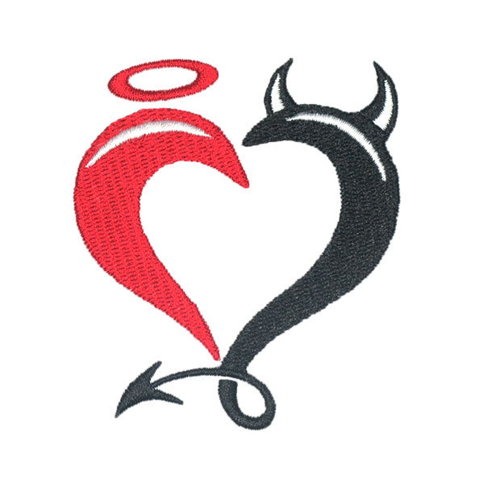 Angel and Devil Heart Embroidery Design INSTANT DOWNLOAD | Etsy