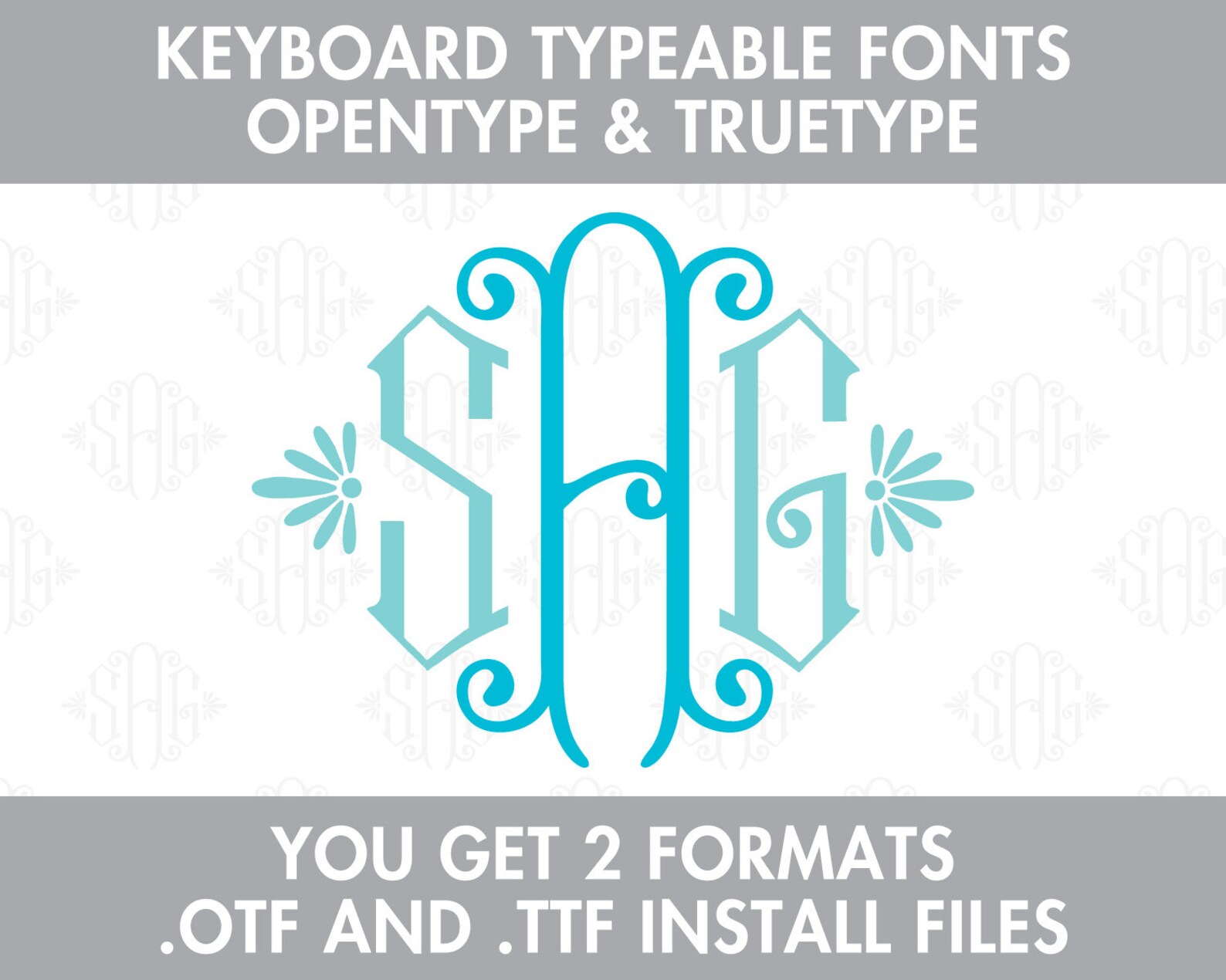 Brigitte Monogram Truetype Font Keyboard Typeable OTF TTF - Etsy