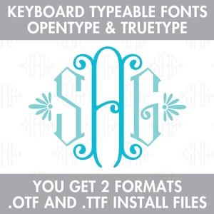 Brigitte Monogram Truetype Font Keyboard Typeable OTF TTF Install Files ...
