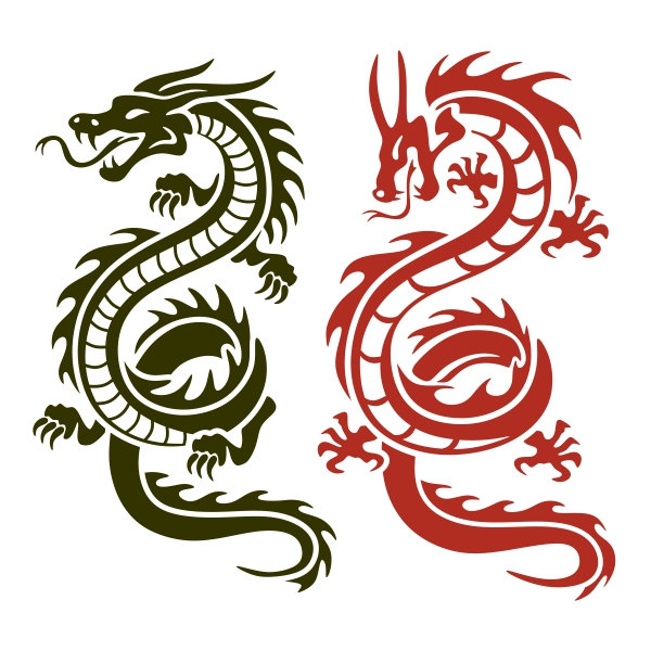 Asian Dragons Cuttable Design PNG DXF SVG & Eps File for | Etsy Canada