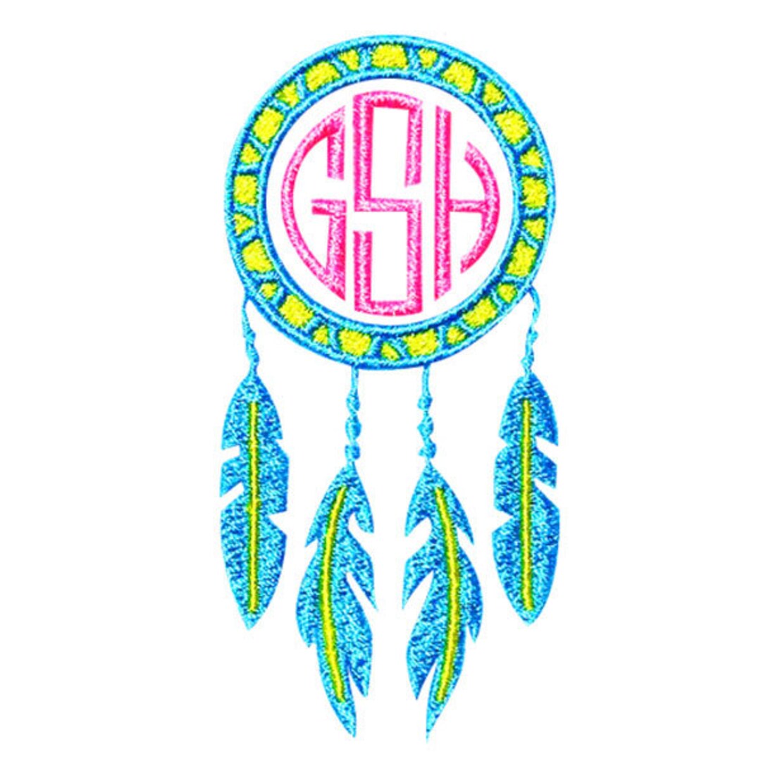 Dreamcatcher Feathers Monogram Embroidery Design Instant Download - Etsy