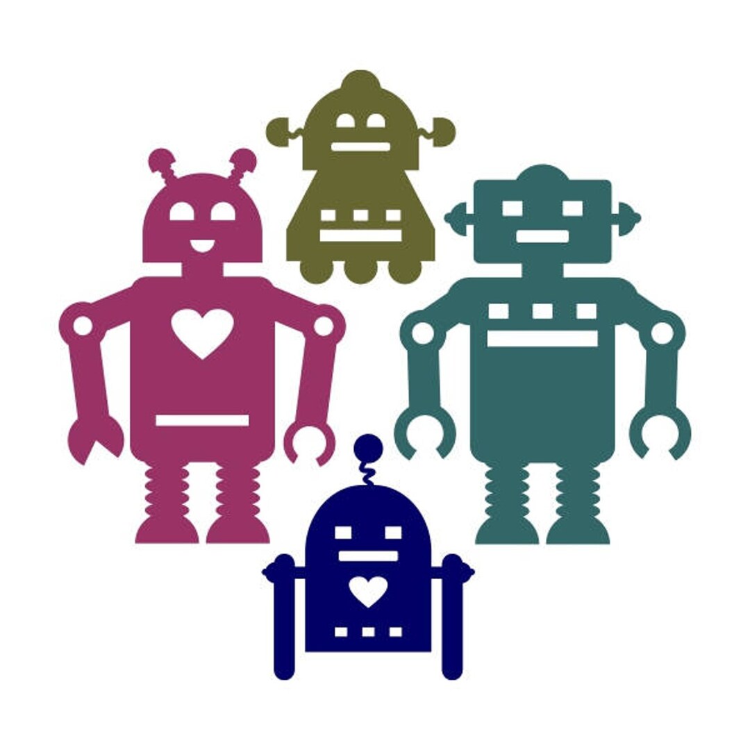 Robots Design PNG DXF SVG & Eps File for Silhouette Cameo and Cricut - Etsy