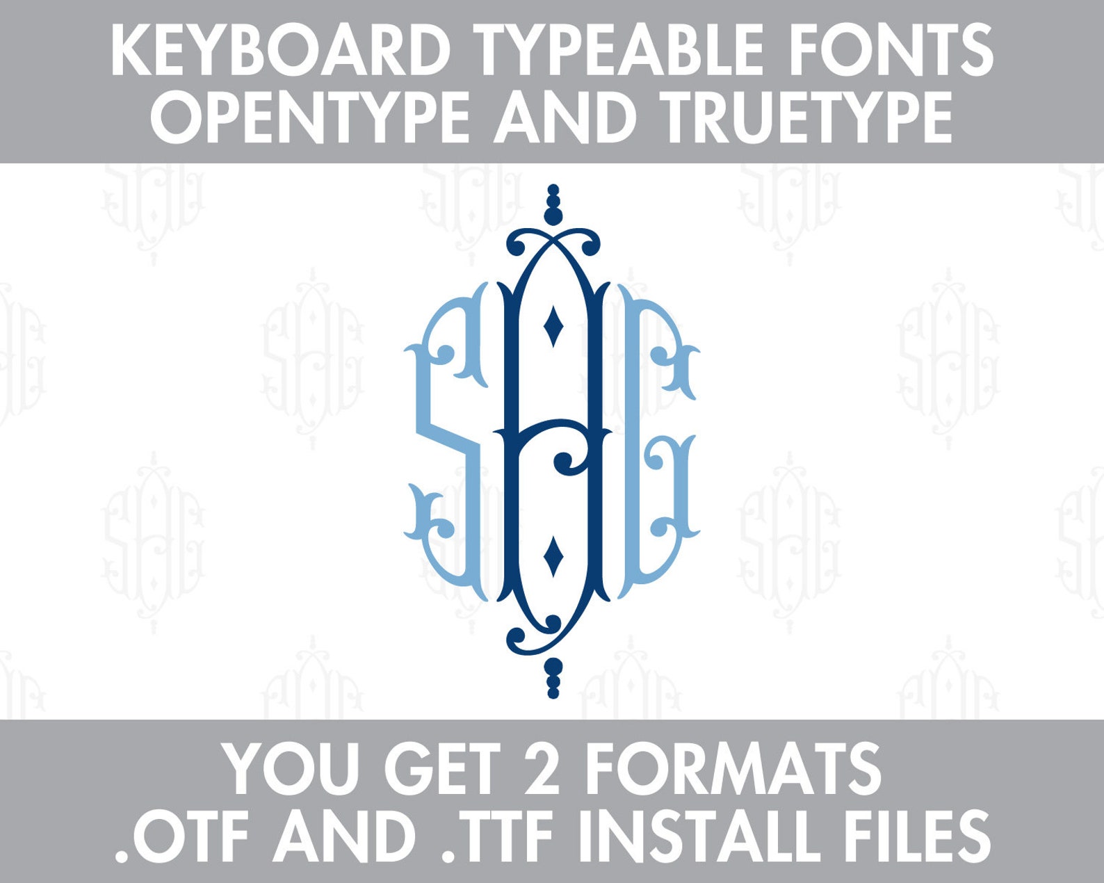 Royal Diamond Monogram Truetype Font Keyboard Typeable OTF TTF | Etsy