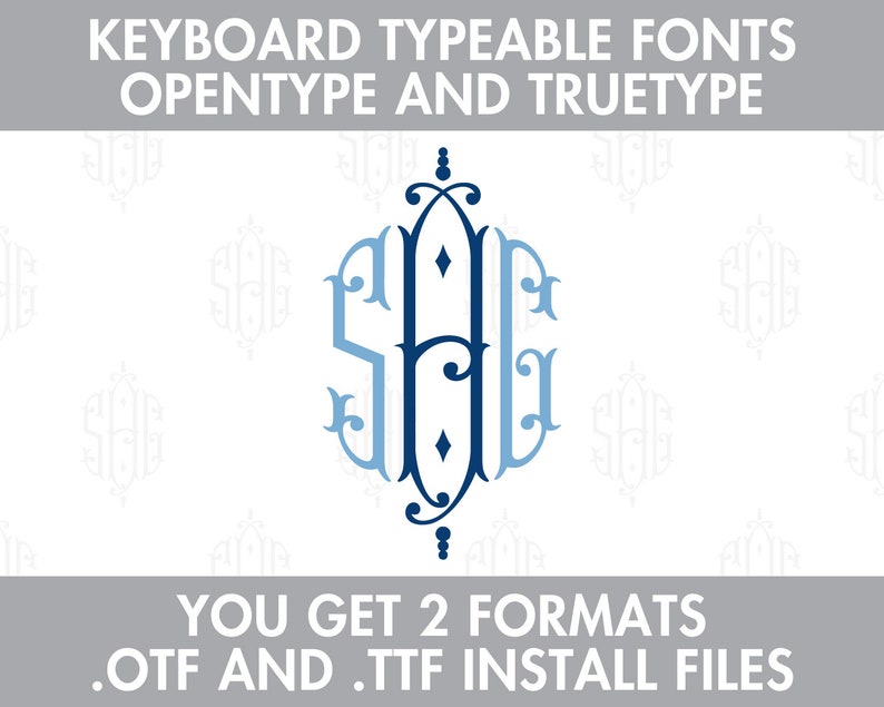 Royal Diamond Monogram Truetype Font Keyboard Typeable OTF TTF - Etsy