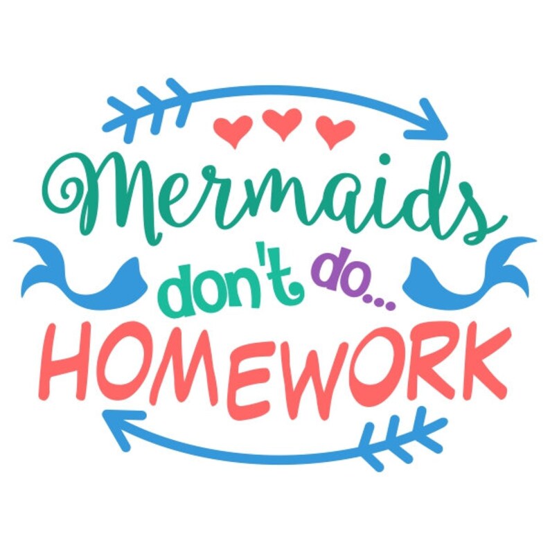 Mermaid Homework Cuttable Design PNG DXF SVG & Eps File for - Etsy