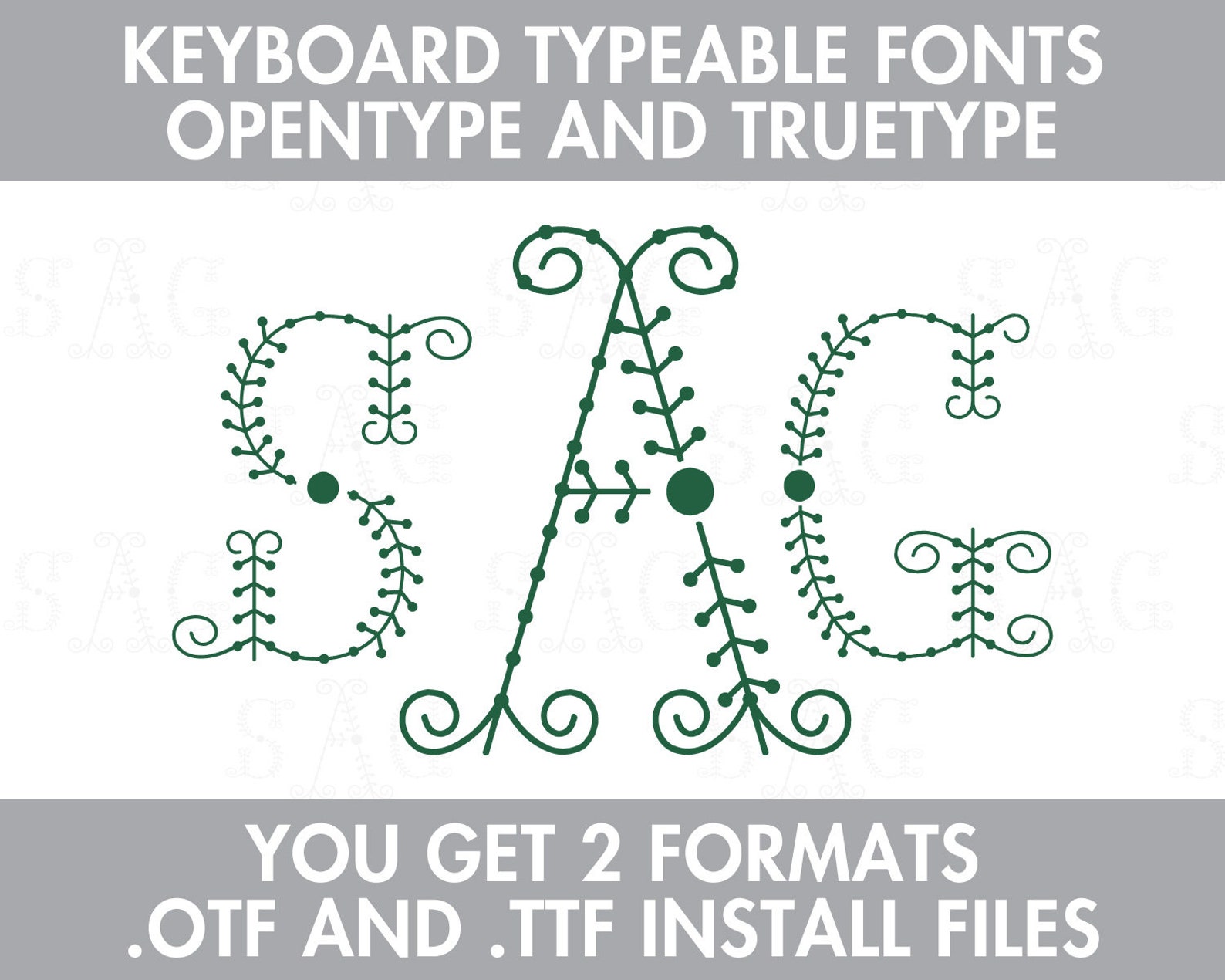 Stitch Monogram Truetype Font Keyboard Typeable OTF TTF - Etsy