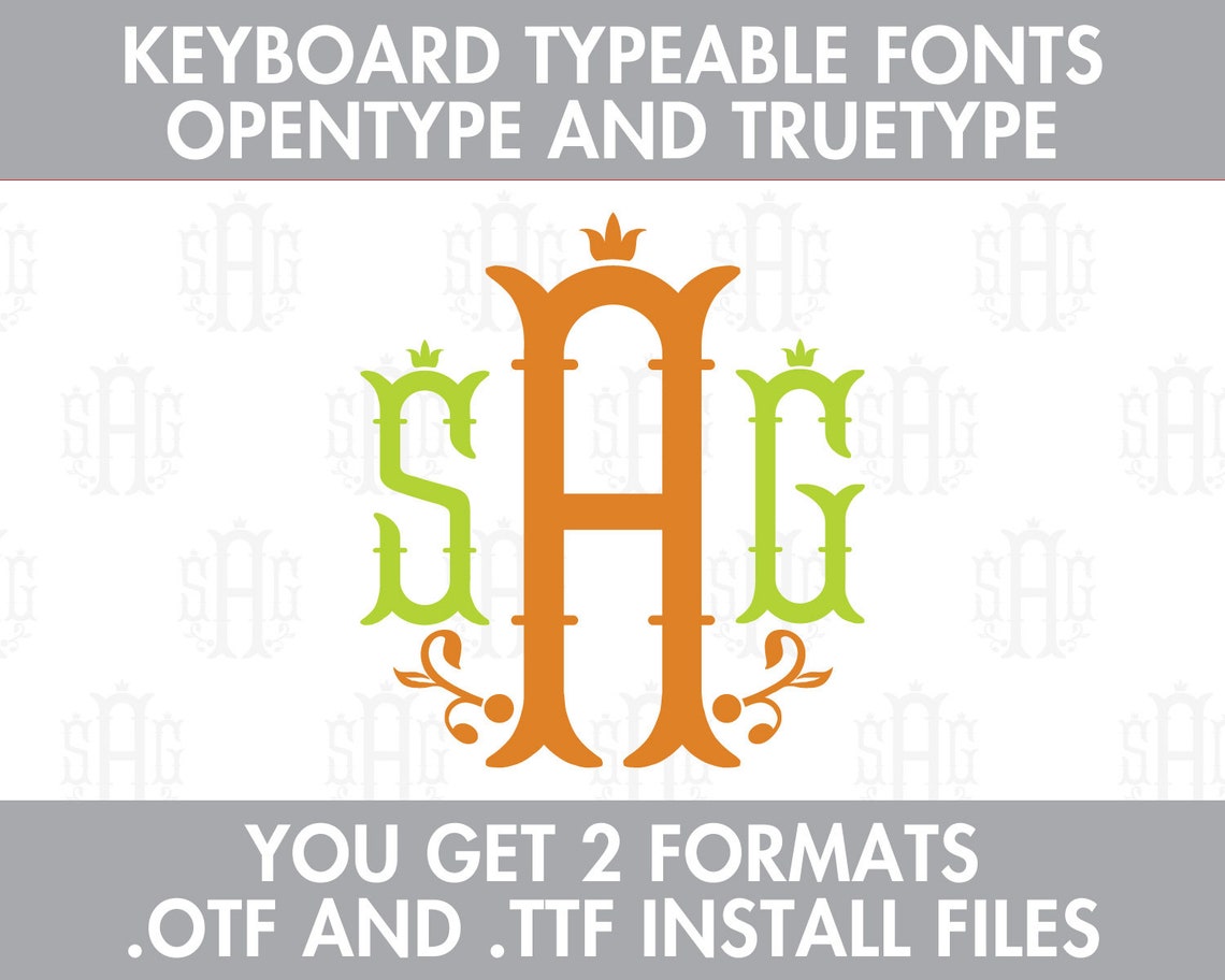 Nola Monogram Truetype Font Keyboard Typeable OTF TTF Install - Etsy