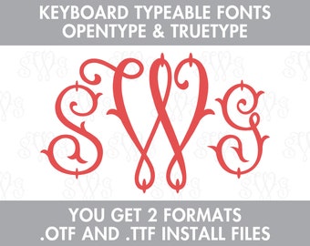 Shirley Monogram Truetype Font Keyboard Typeable OTF TTF | Etsy