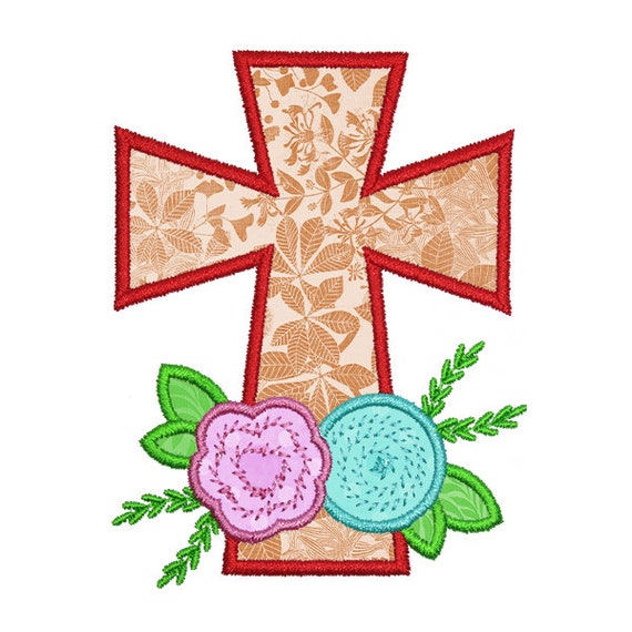 Floral Cross Embroidery Design Instant Download - Etsy