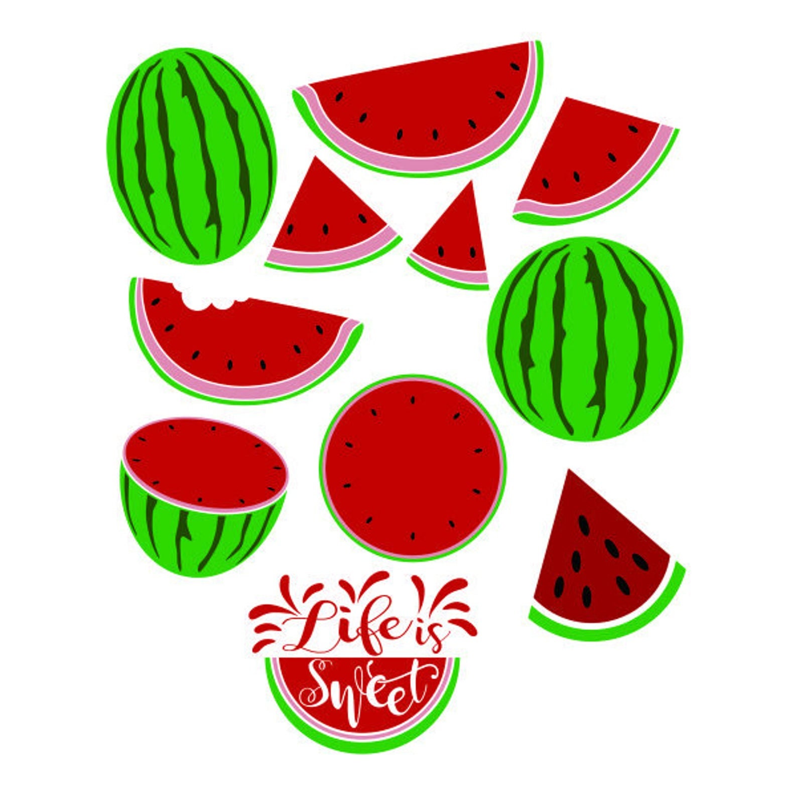 Watermelon Summer Fruit Cuttable Design PNG DXF SVG & Eps File - Etsy