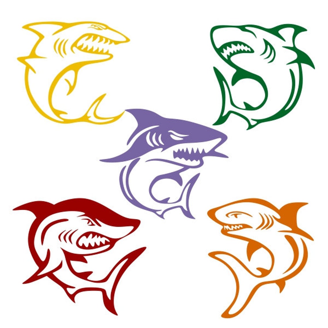 Shark Pack Cuttable Design PNG DXF SVG & eps File for | Etsy