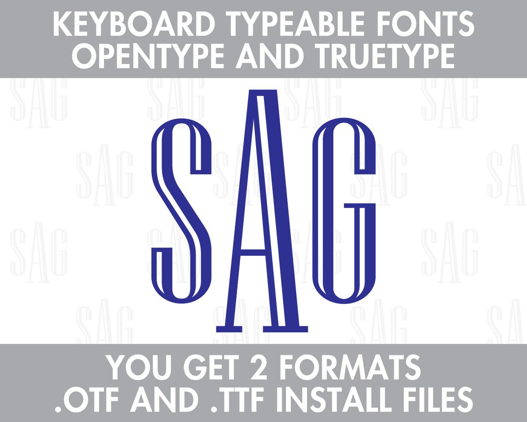 Bain Monogram Truetype Font Keyboard Typeable OTF TTF Install Files - Etsy