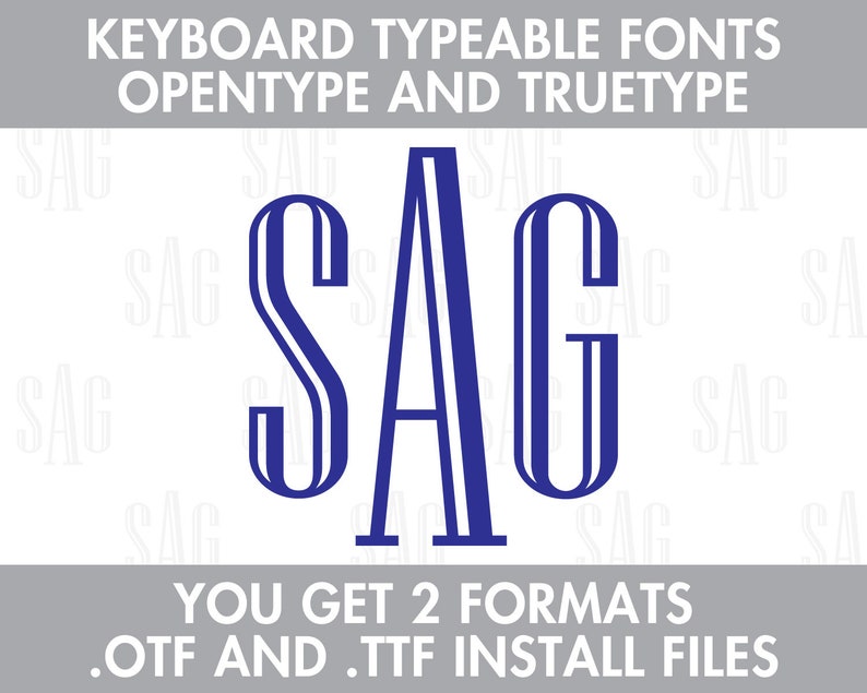 Bain Monogram Truetype Font Keyboard Typeable OTF TTF Install - Etsy