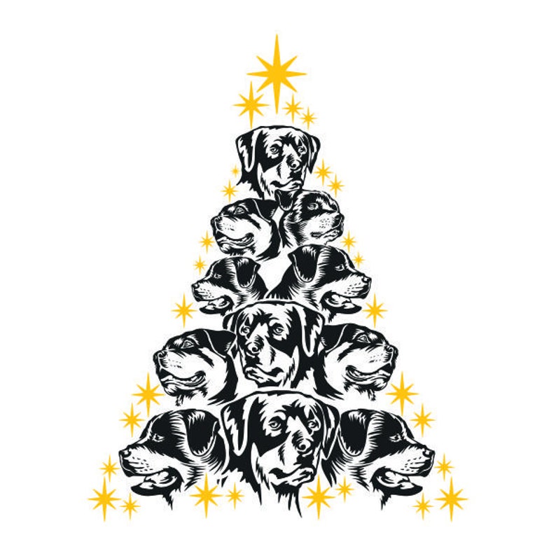 Christmas Tree Dogs Rottweiler Animals Cuttable Design PNG DXF - Etsy