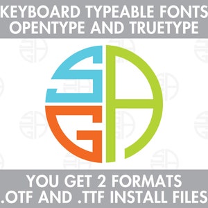 Round Monogram Truetype Font Keyboard Typeable OTF TTF Install Files - Etsy