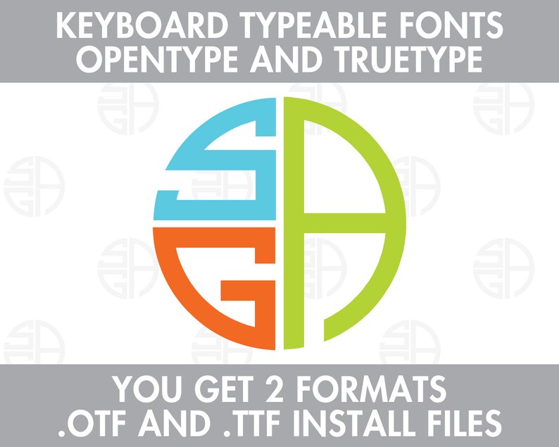 Round Monogram Truetype Font Keyboard Typeable OTF TTF Install - Etsy