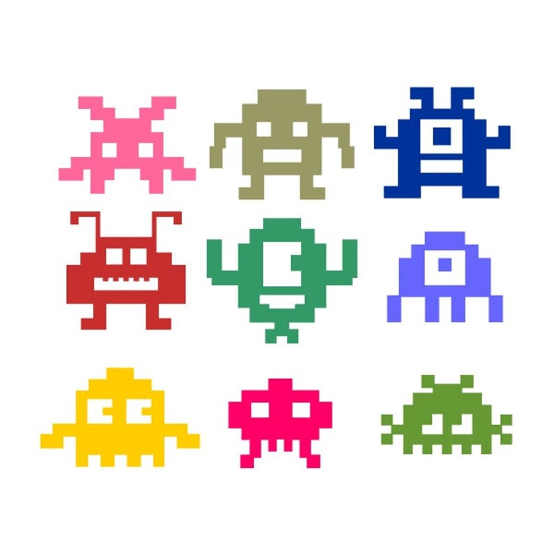 Space Aliens Pixel Monster Design PNG DXF SVG & Eps File for - Etsy