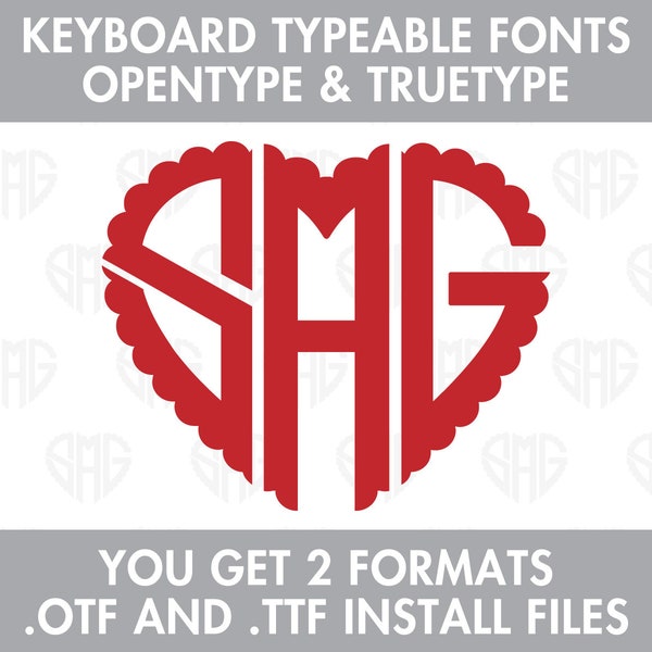 Scalloped Heart Font - Etsy