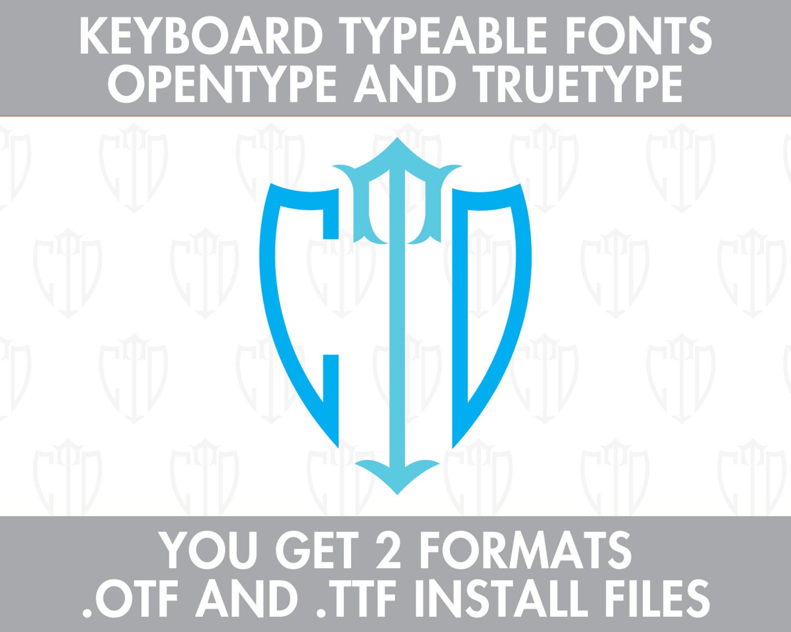 Shield Monogram Truetype Font Keyboard Typeable OTF TTF - Etsy