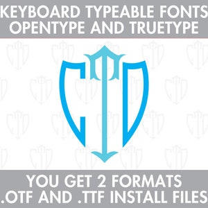 Shield Monogram Truetype Font Keyboard Typeable OTF TTF Install Files ...