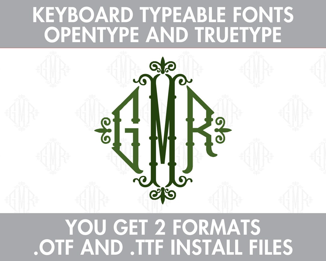 Bamboo Monogram Truetype Font Keyboard Typeable OTF TTF Install Files ...