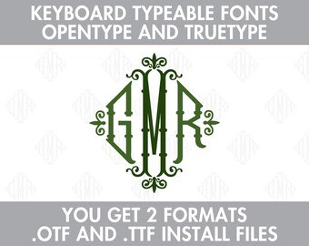 Vienna Monogram Truetype Font Keyboard Typeable OTF TTF | Etsy