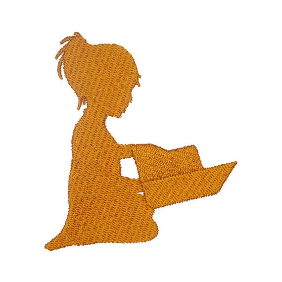Reading Book Embroidery Design Instant Download | Etsy