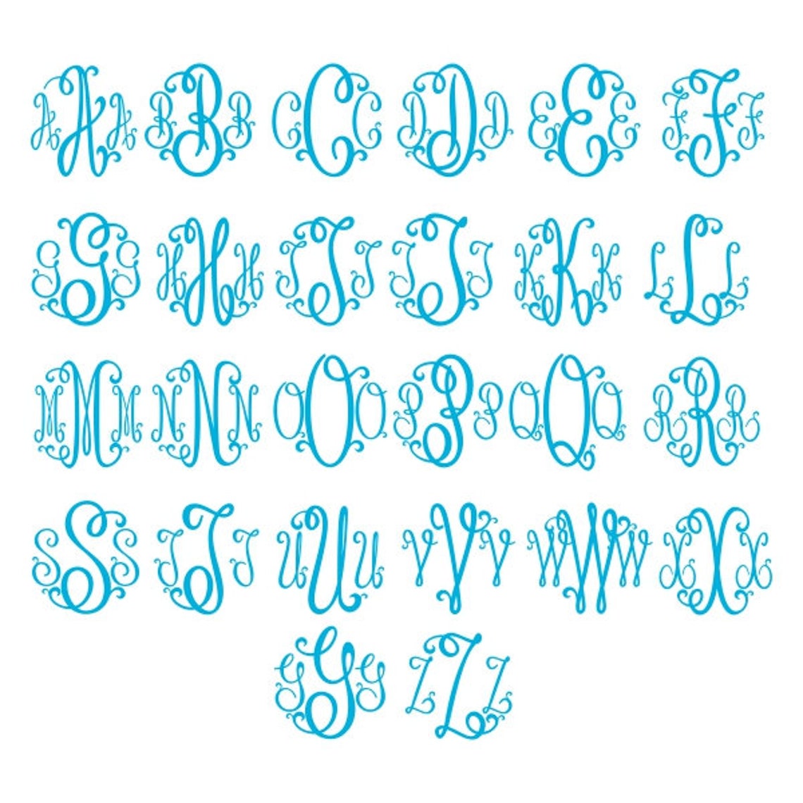 Suzanne Curlz Monogram Truetype Font Keyboard Typeable OTF TTF - Etsy