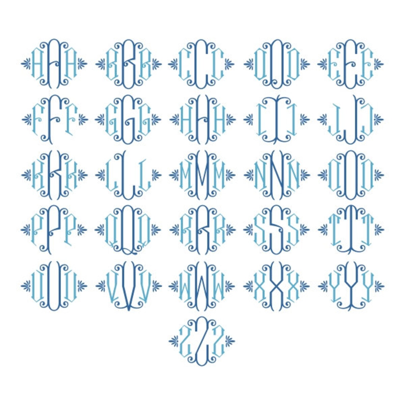 Brigitte Monogram Truetype Font Keyboard Typeable OTF TTF - Etsy