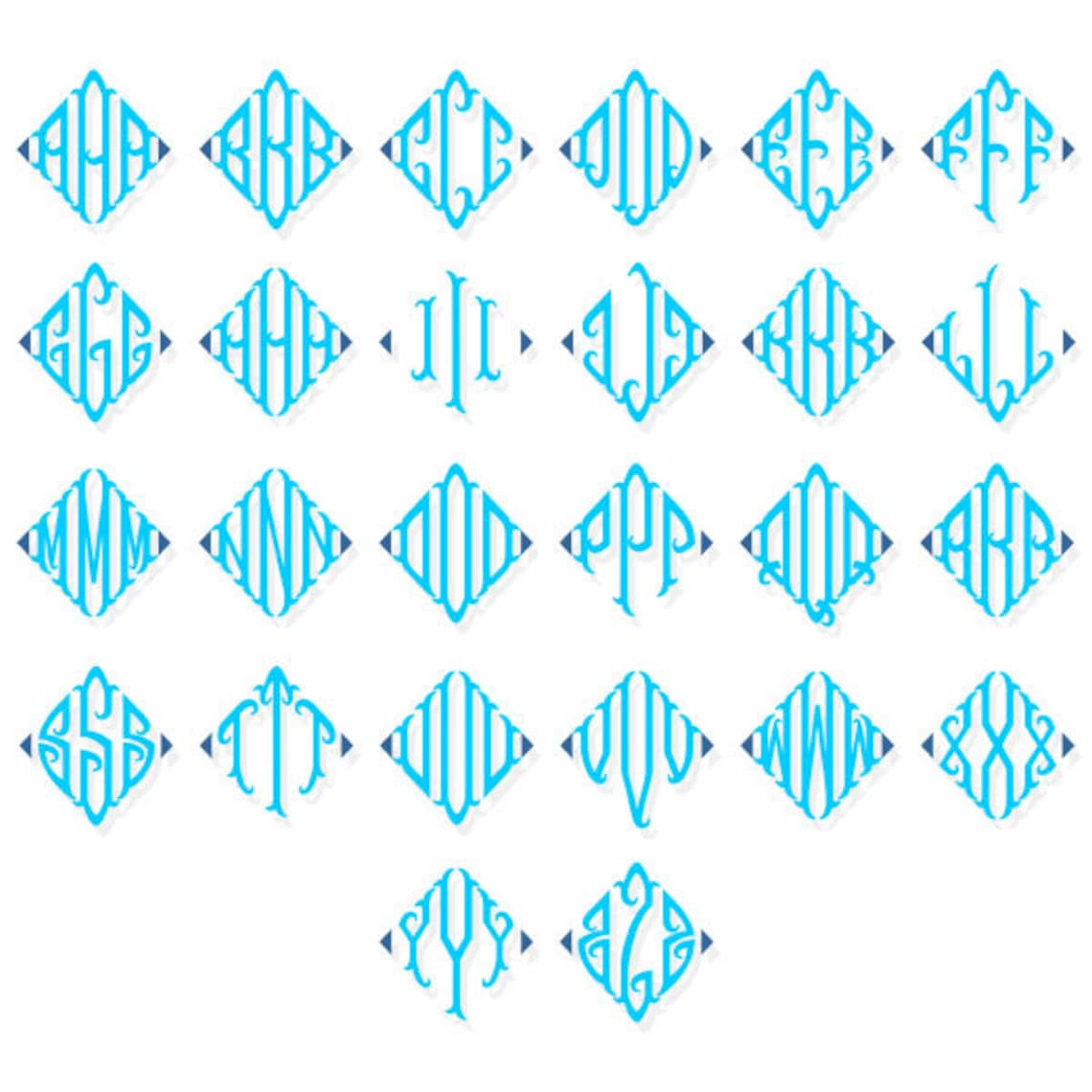 Diamond Fish Tail Monogram Truetype Font Keyboard Typeable OTF - Etsy