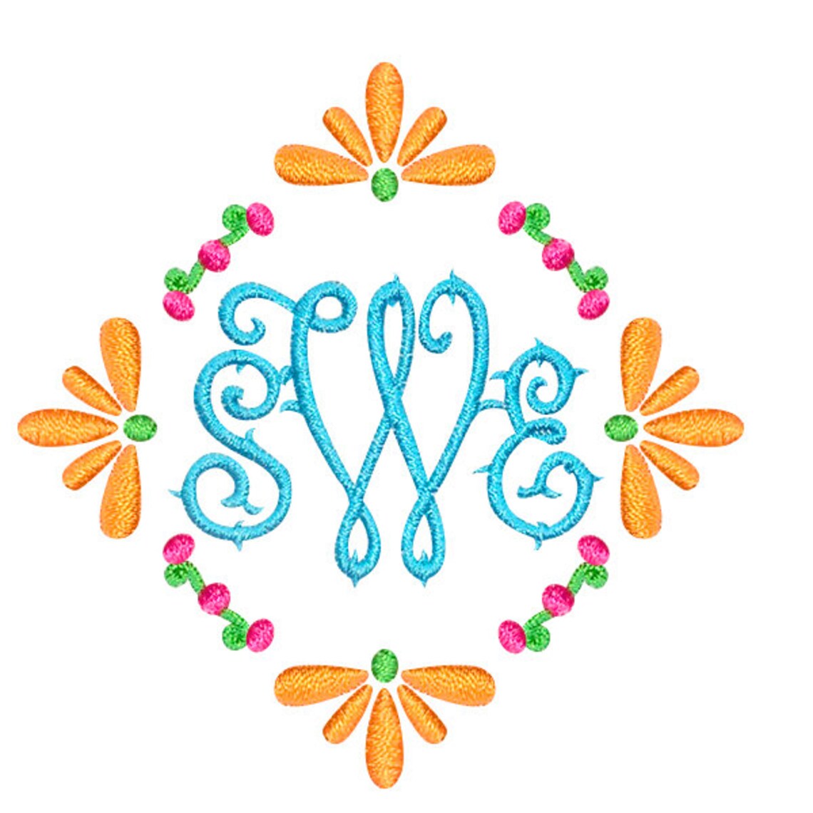 Floral Monogram Frame Embroidery Designs Instant Download | Etsy