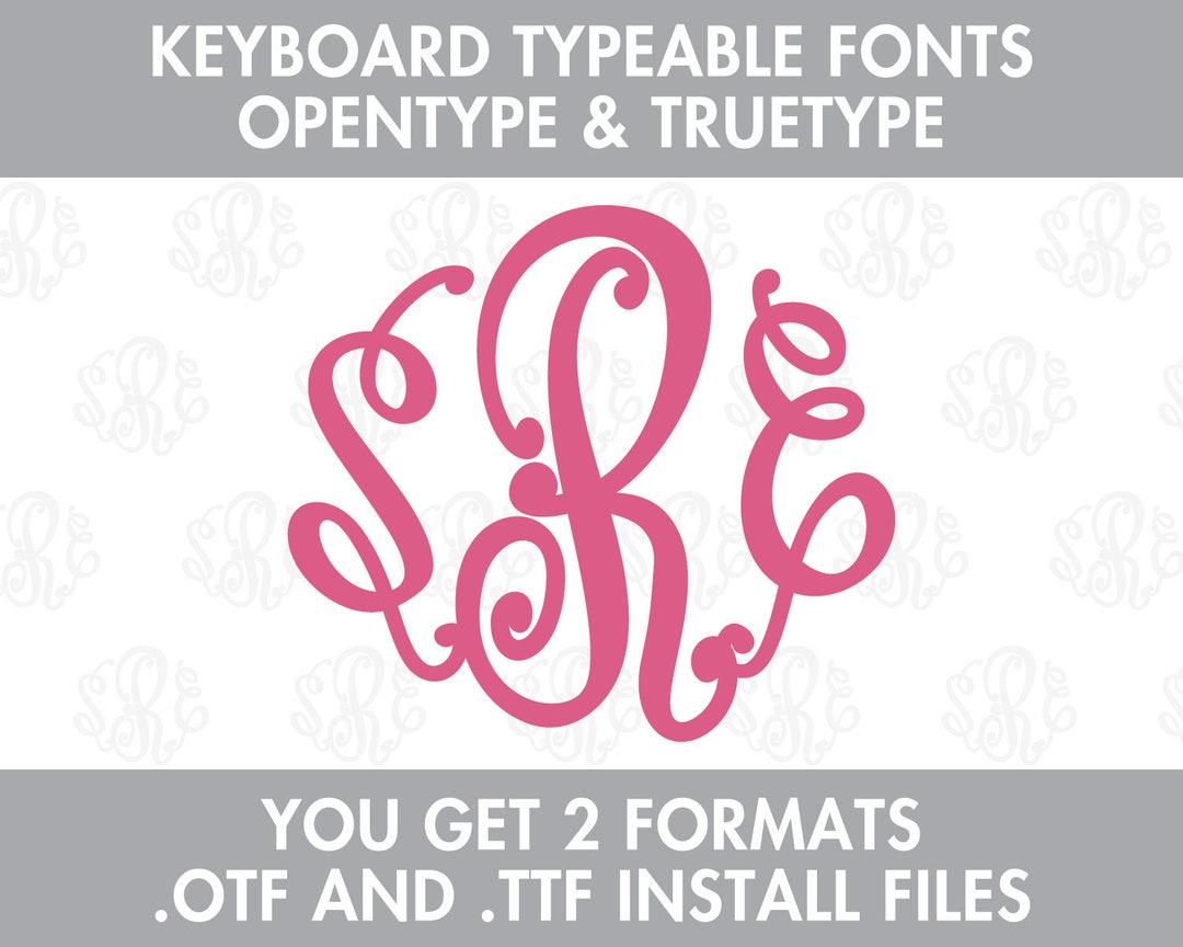 Curlz Circle Monogram Truetype Font Keyboard Typeable OTF TTF Install ...