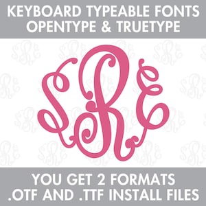 Curlz Circle Monogram Truetype Font Keyboard Typeable OTF TTF Install ...