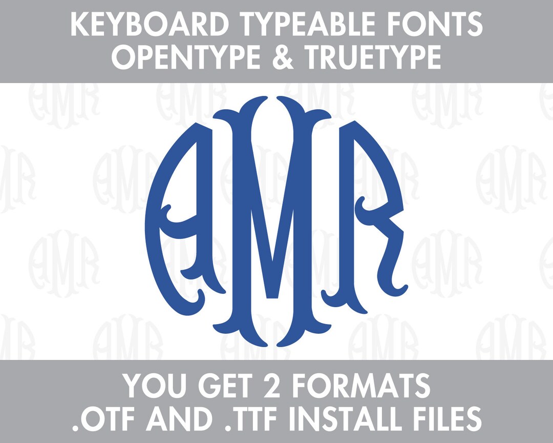 Fish Tail Circle Monogram Truetype Font Keyboard Typeable OTF TTF ...