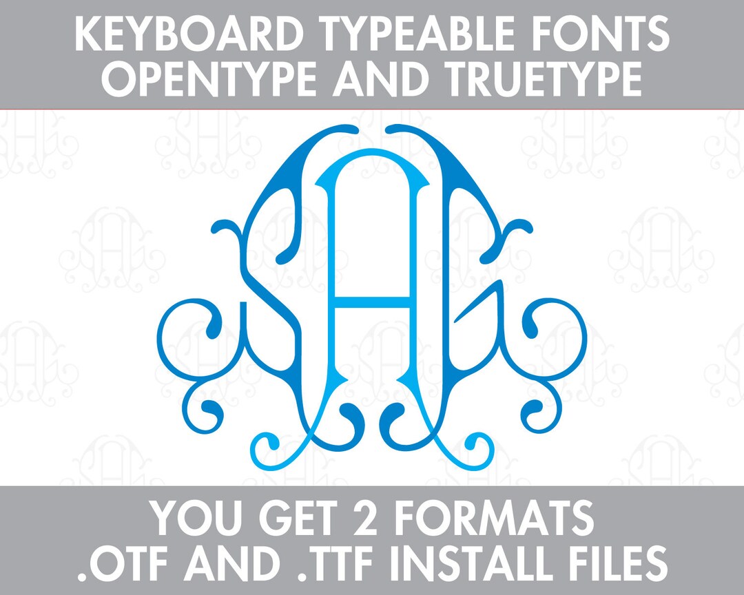 Victoria Monogram Truetype Font Keyboard Typeable OTF TTF Install Files ...
