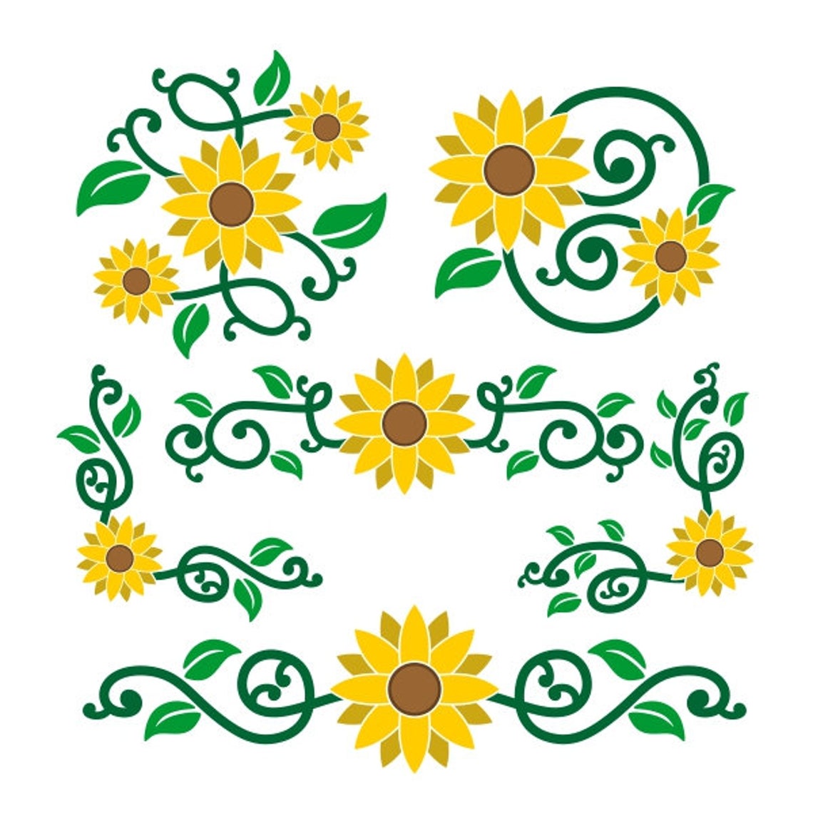 Sunflower Border Decor Cuttable Design PNG DXF SVG & Eps File | Etsy