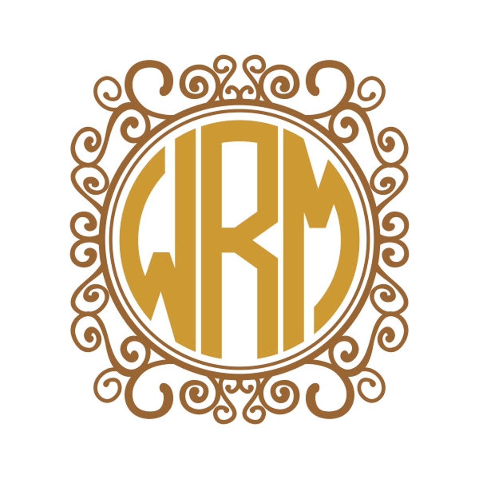Curly Monogram Frame Cuttable Design PNG DXF SVG & Eps File | Etsy