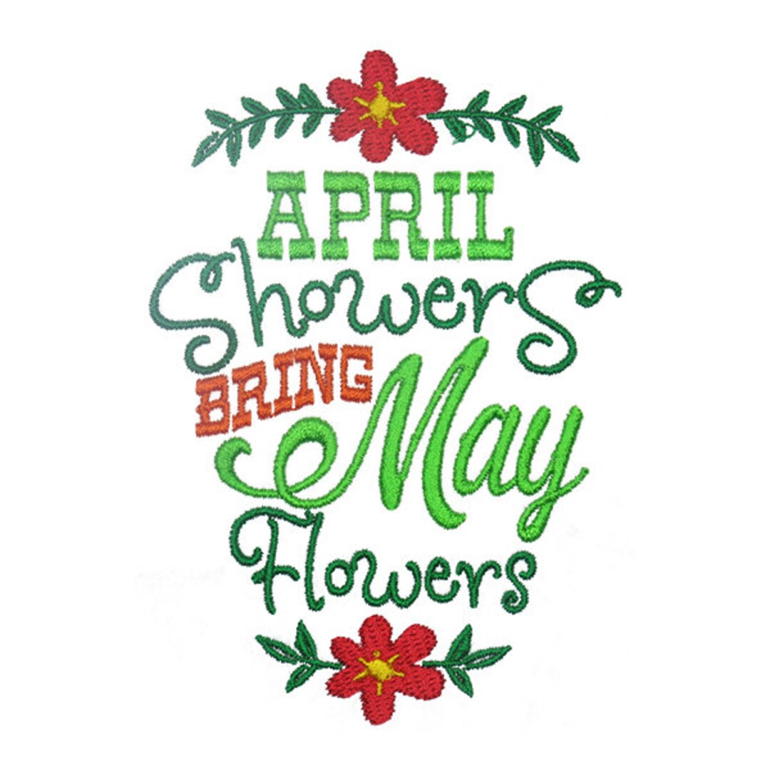 April Showers Embroidery Design INSTANT DOWNLOAD - Etsy