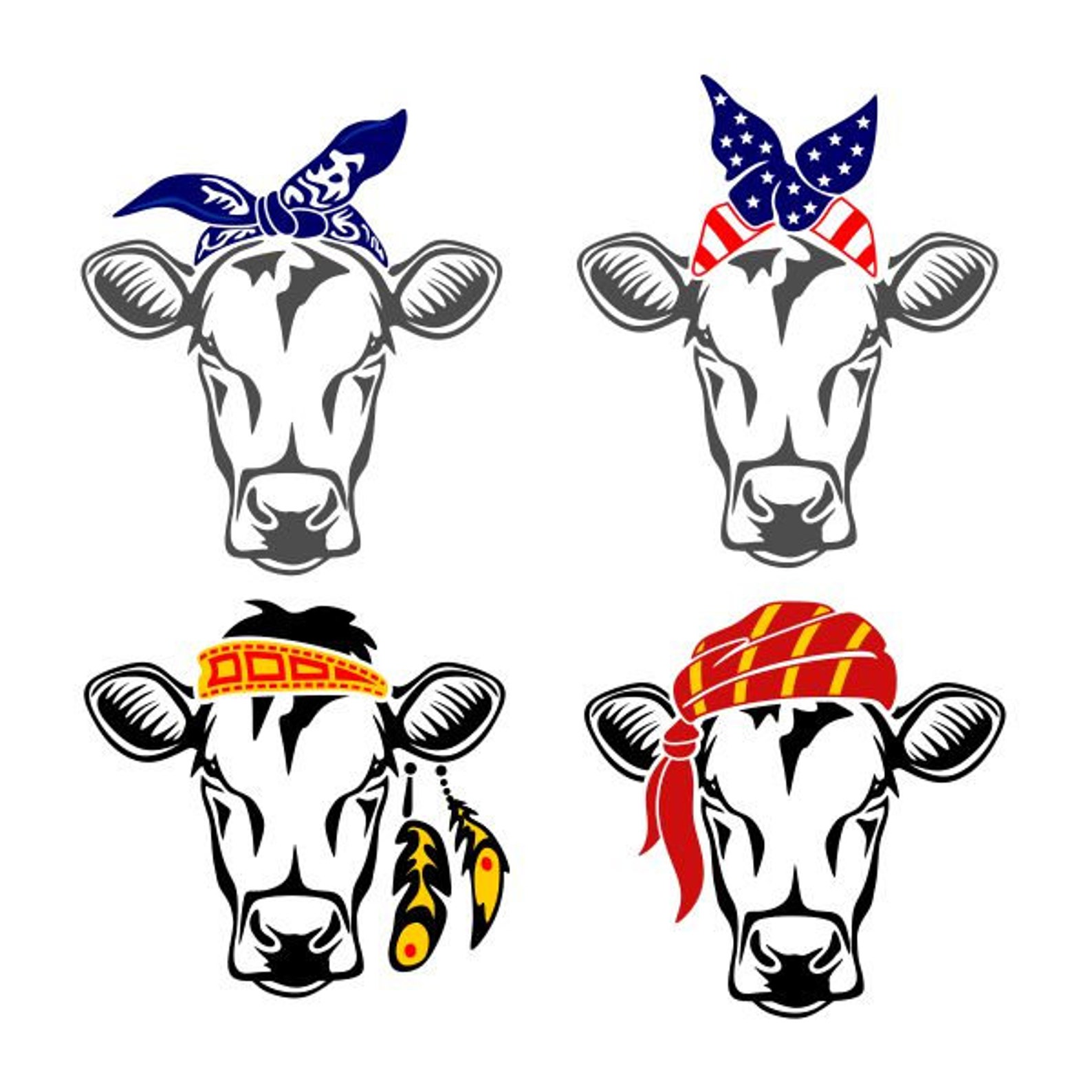 Bandana Cow Cuttable Design PNG DXF SVG & Eps File for | Etsy