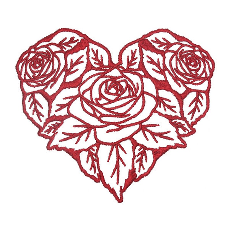 Roses Heart Machine Embroidery Design Instant Download PES - Etsy